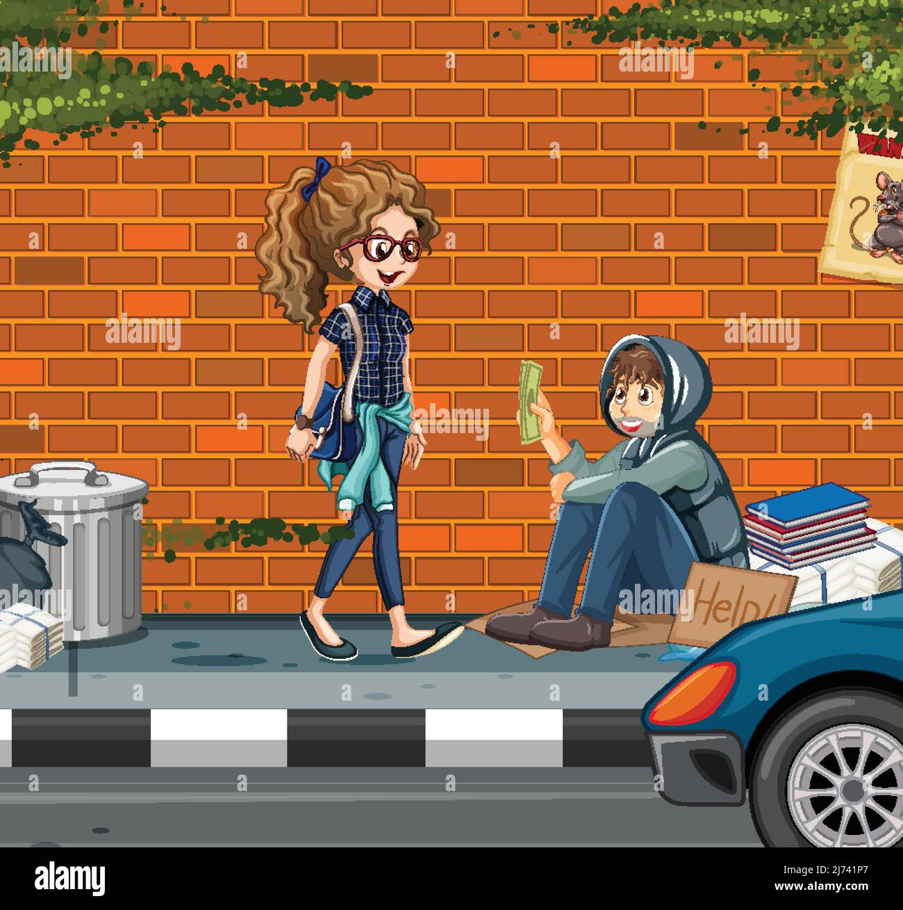Homeless people in the city illustration Stock Vector Image & Art - Alamy