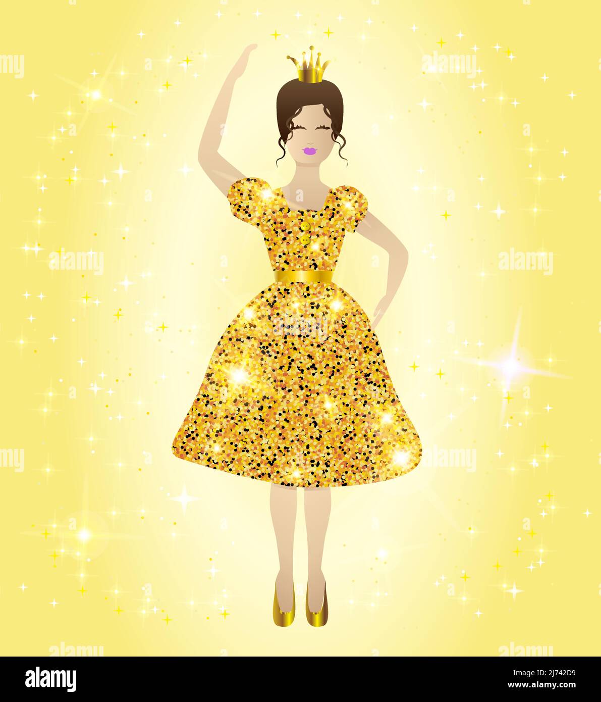 Gold Princess Fairy Illustration Design Stock Vector Image & Art - Alamy