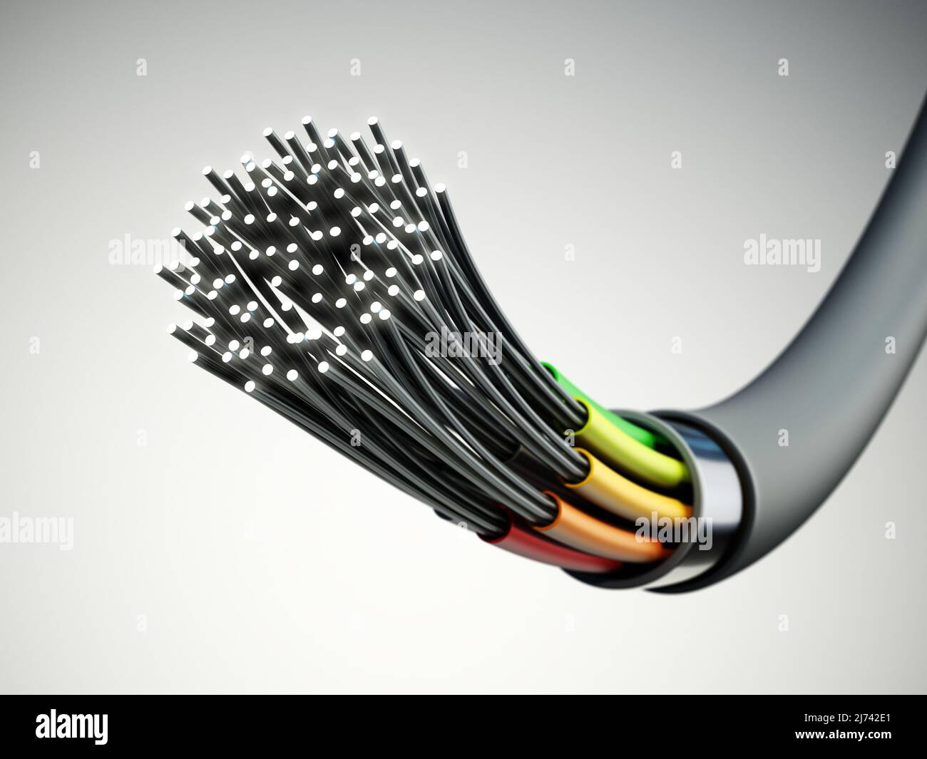 Fiber optic cable isolated on gray background. 3D illustration Stock ...