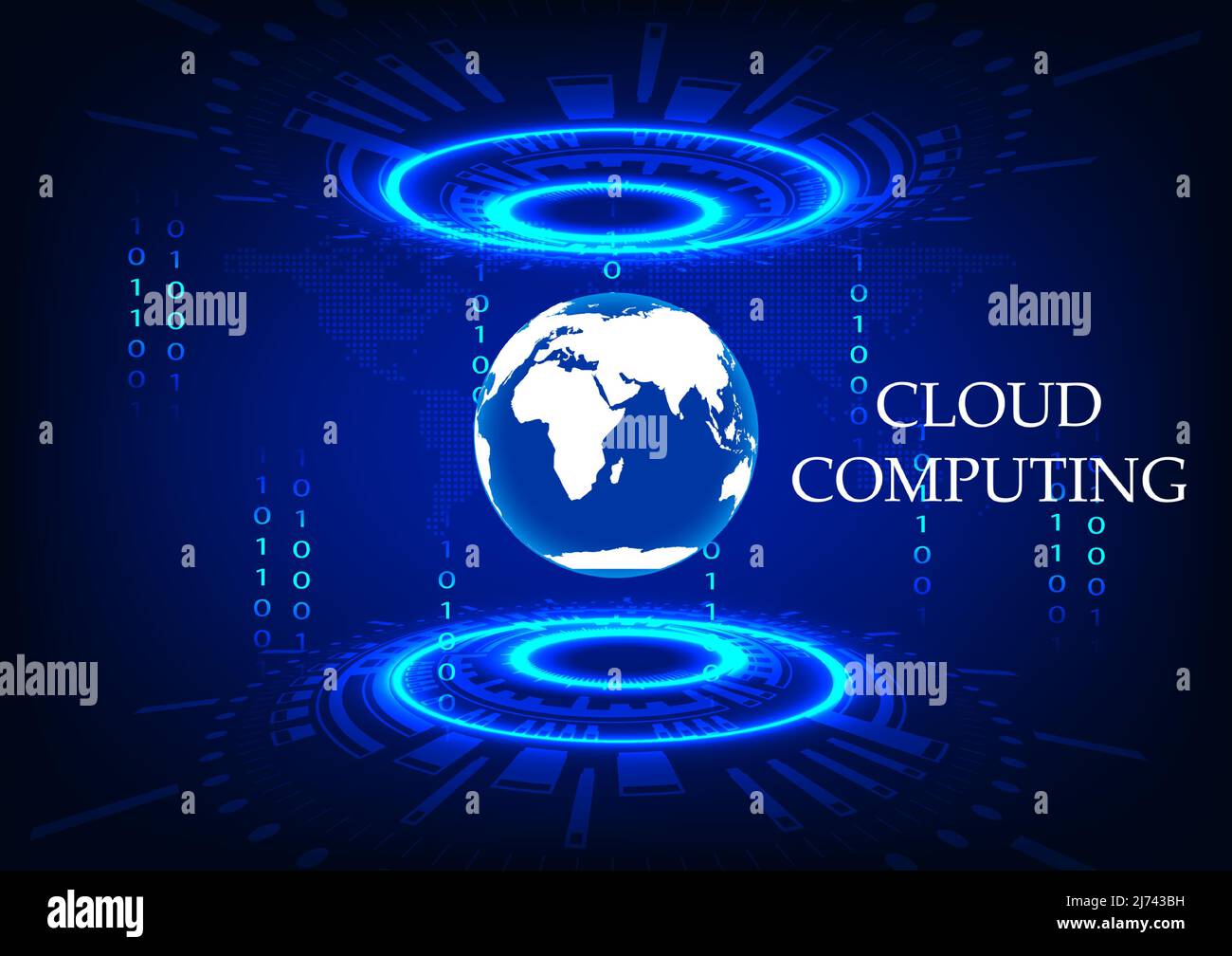 digital abstract background circle cog Hitech Technology style glow with world and text cloud ...