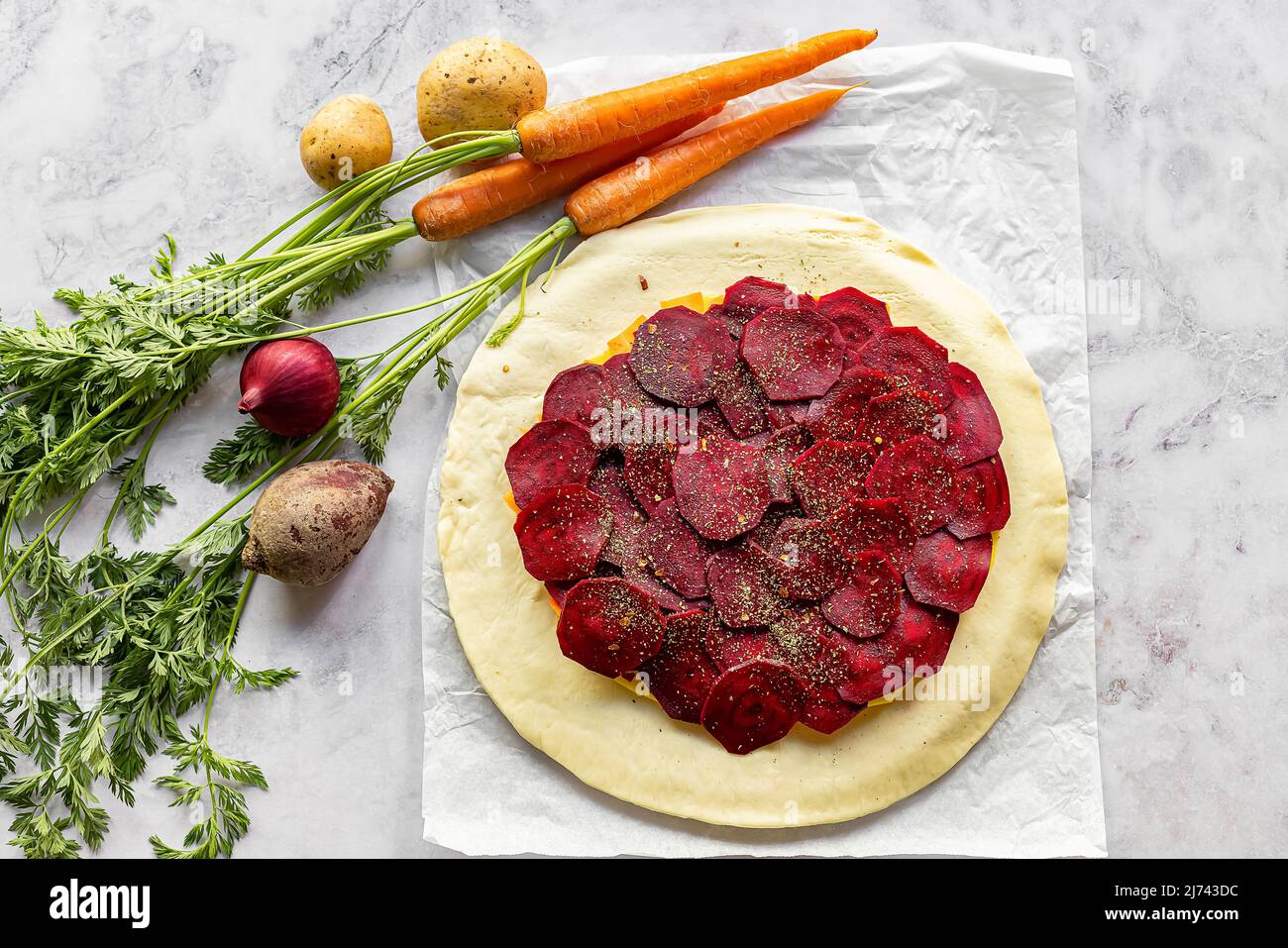 Process of preparing savory root vegetable galette. Step by step recipe ...