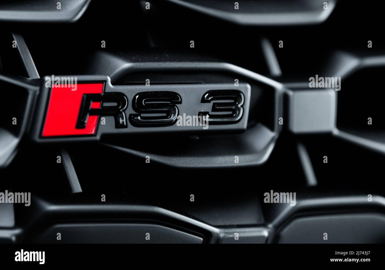 04 May 2022, Baden-Wuerttemberg, Villingen-Schwenningen: The RS3 logo ...