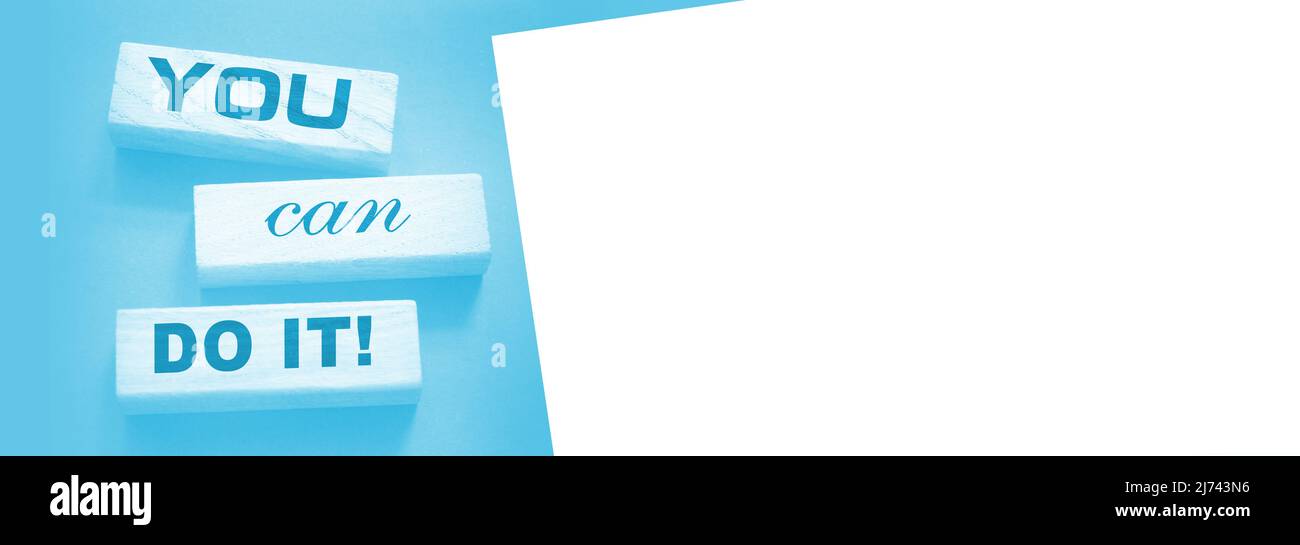 YOU CAN DO IT word on wooden blocks on gray background. Motivation ...