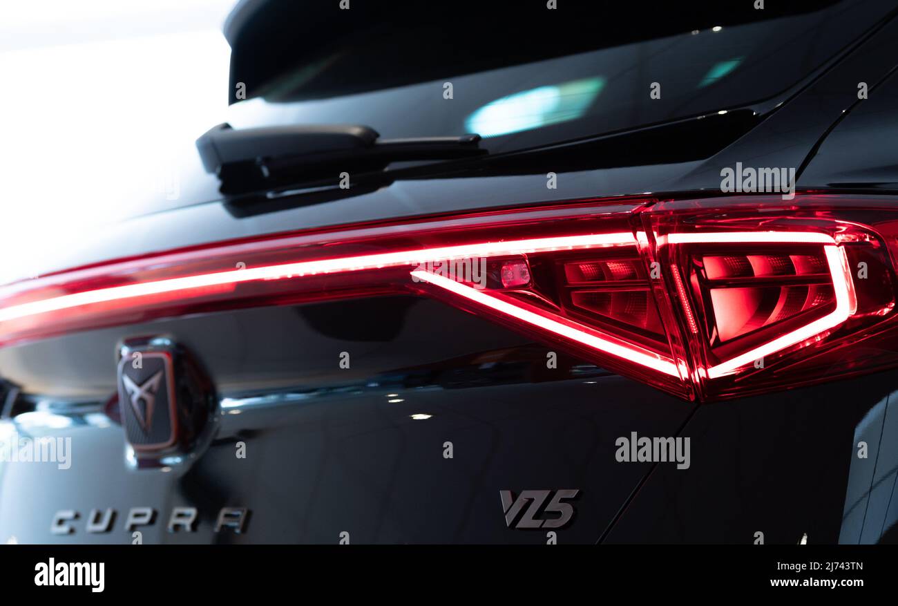 04 May 2022, Baden-Wuerttemberg, Villingen-Schwenningen: The LED tail ...