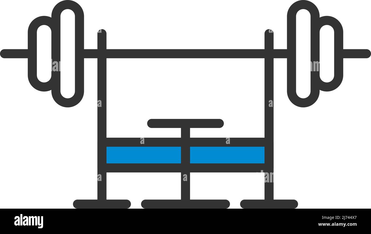 Icon Of Bench With Barbell. Editable Bold Outline With Color Fill ...
