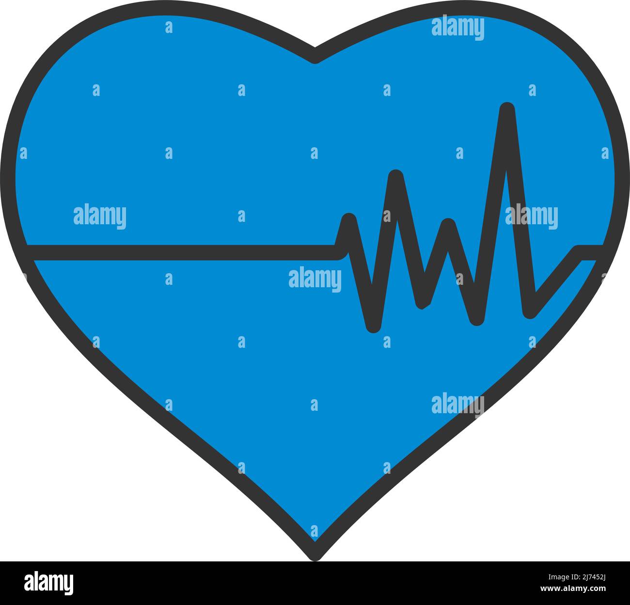 Icon Of Heart With Cardio Diagram. Editable Bold Outline With Color ...