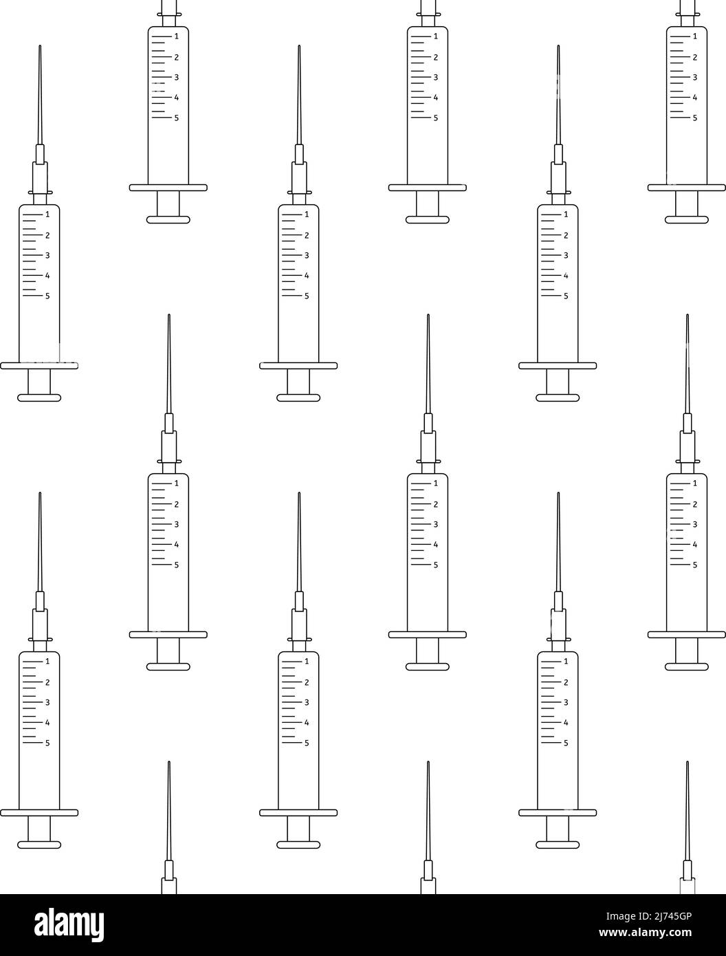 Vector seamless pattern of flat syringe isolated on white background ...