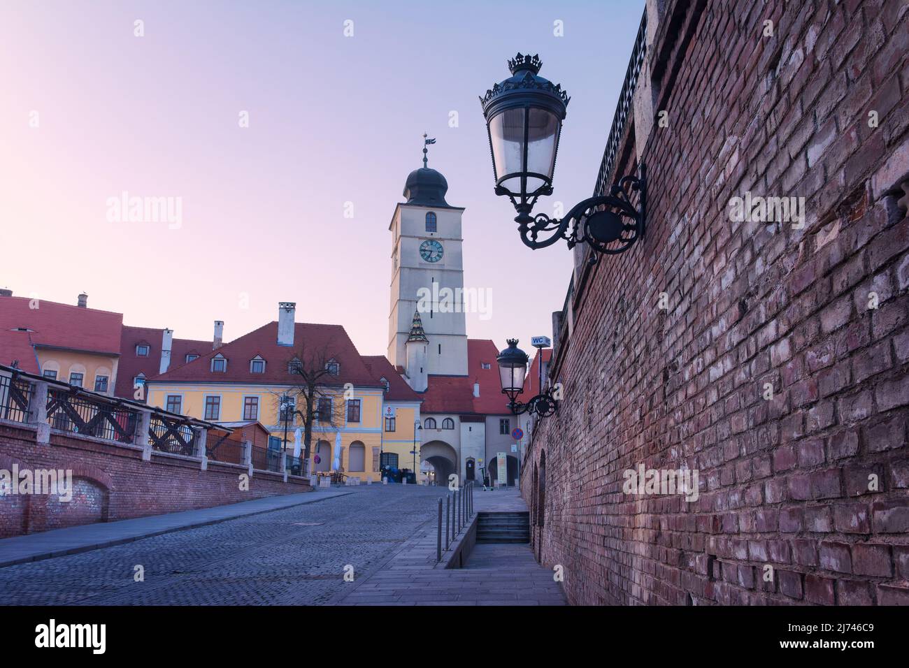 Cityscape with beautiful old buildings and a Council Tower in ...