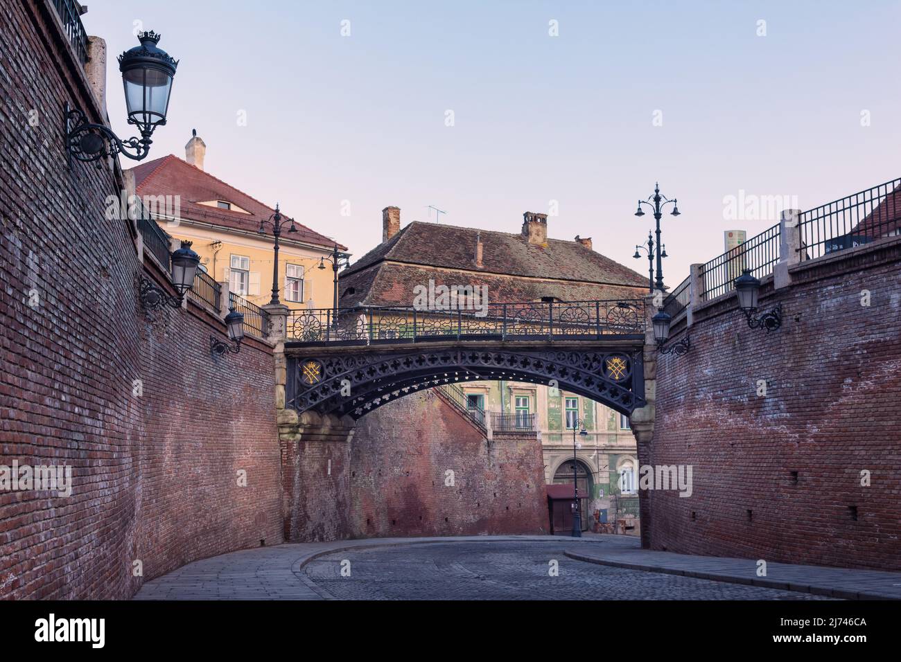 Cityscape with beautiful old buildings and bridge in historical center ...