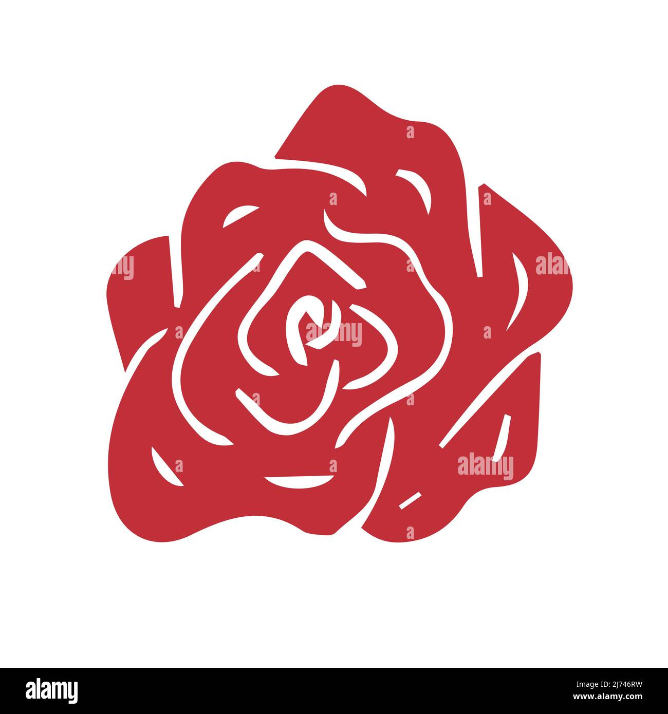 Vector hand drawn doodle sketch red rose flower isolated on white ...