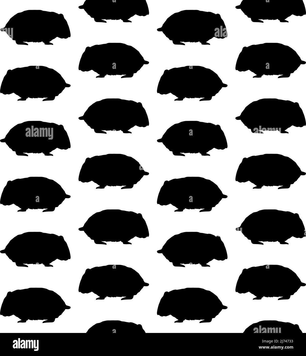 Vector seamless pattern of hand drawn hamster silhouette isolated on ...