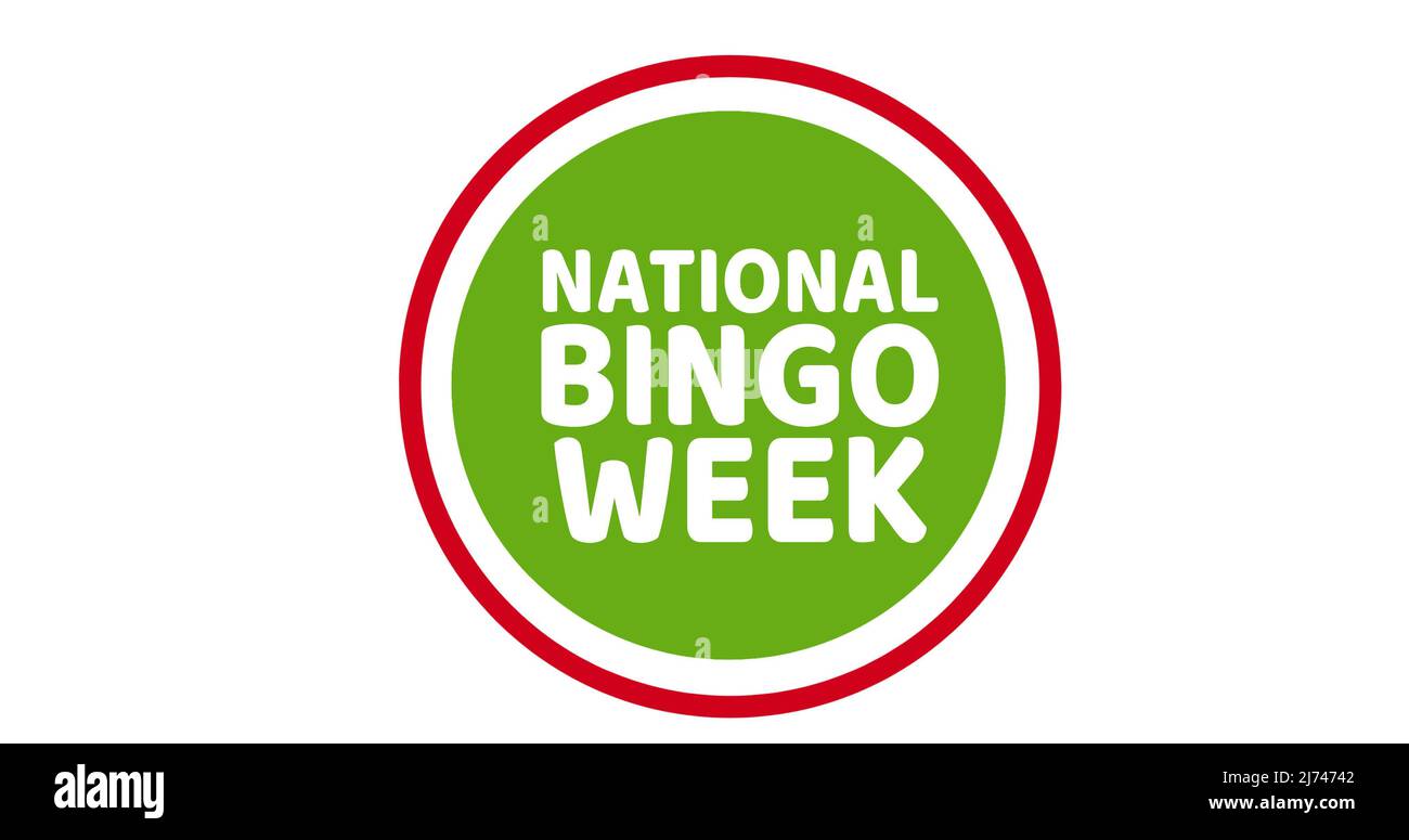 Digital composite image of national bingo week text on green circle ...