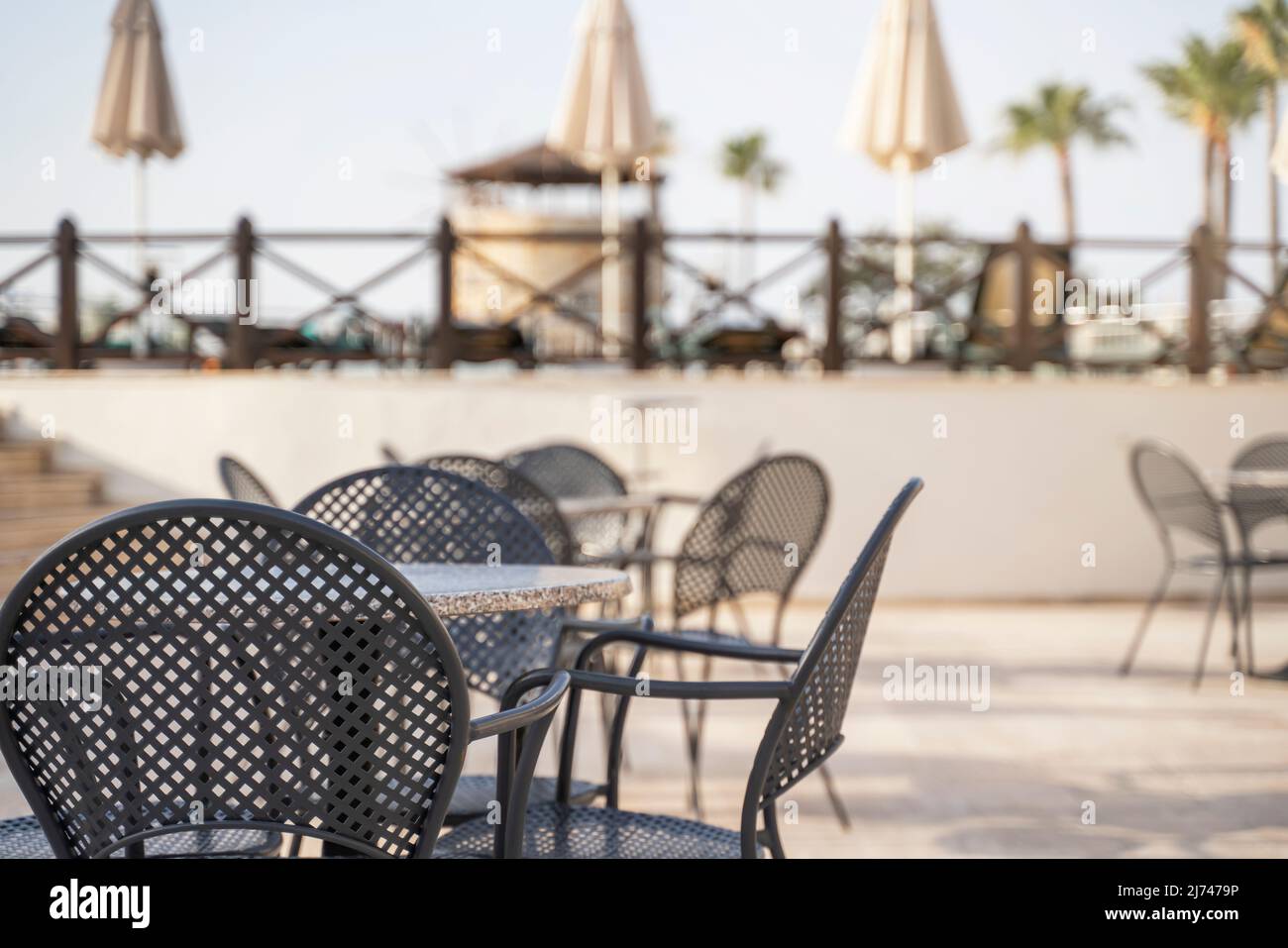 Open cafe by the pool in the morning Stock Photo - Alamy