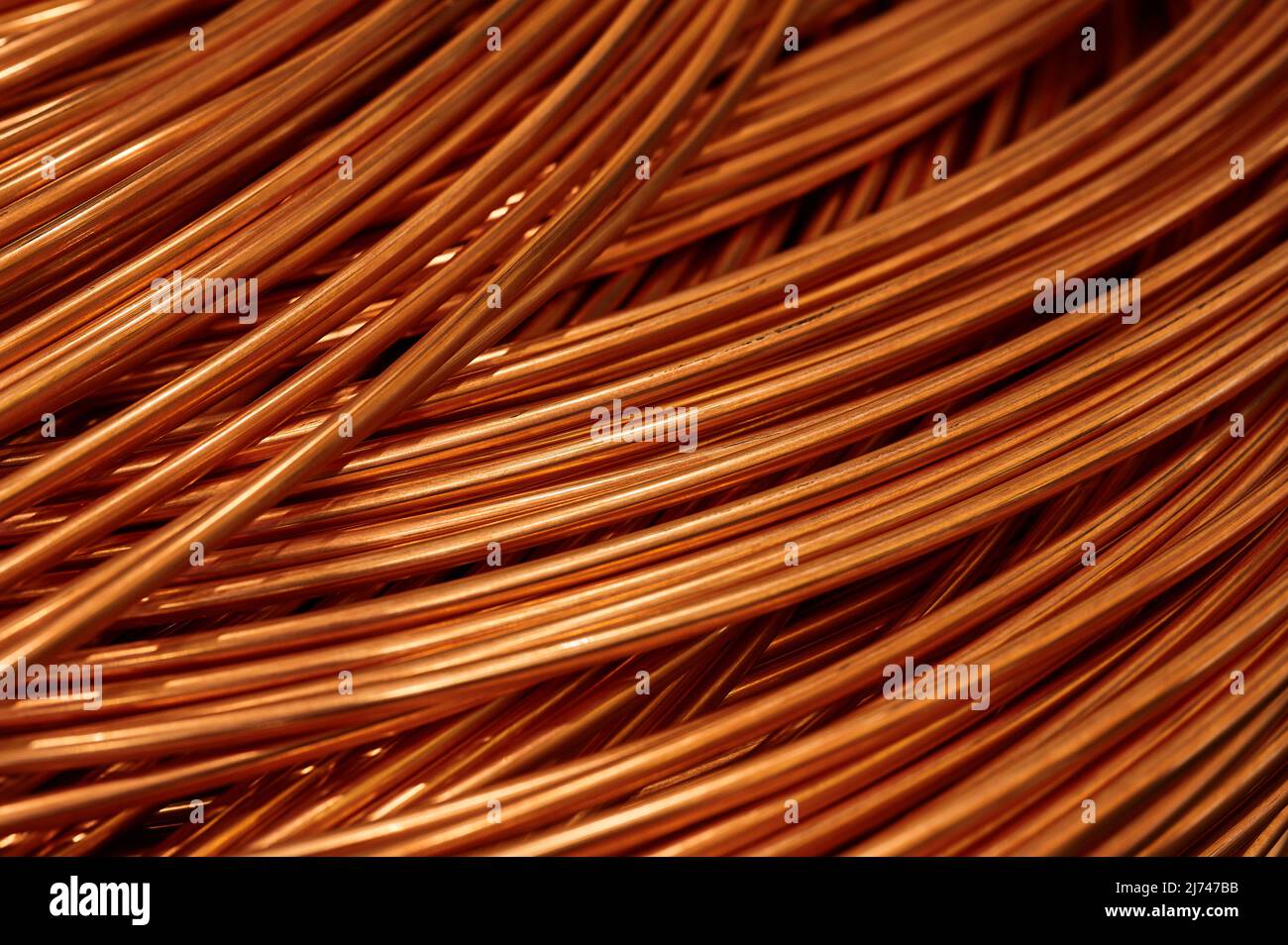 Shiny winded copper cable in warehouse of production plant Stock Photo ...