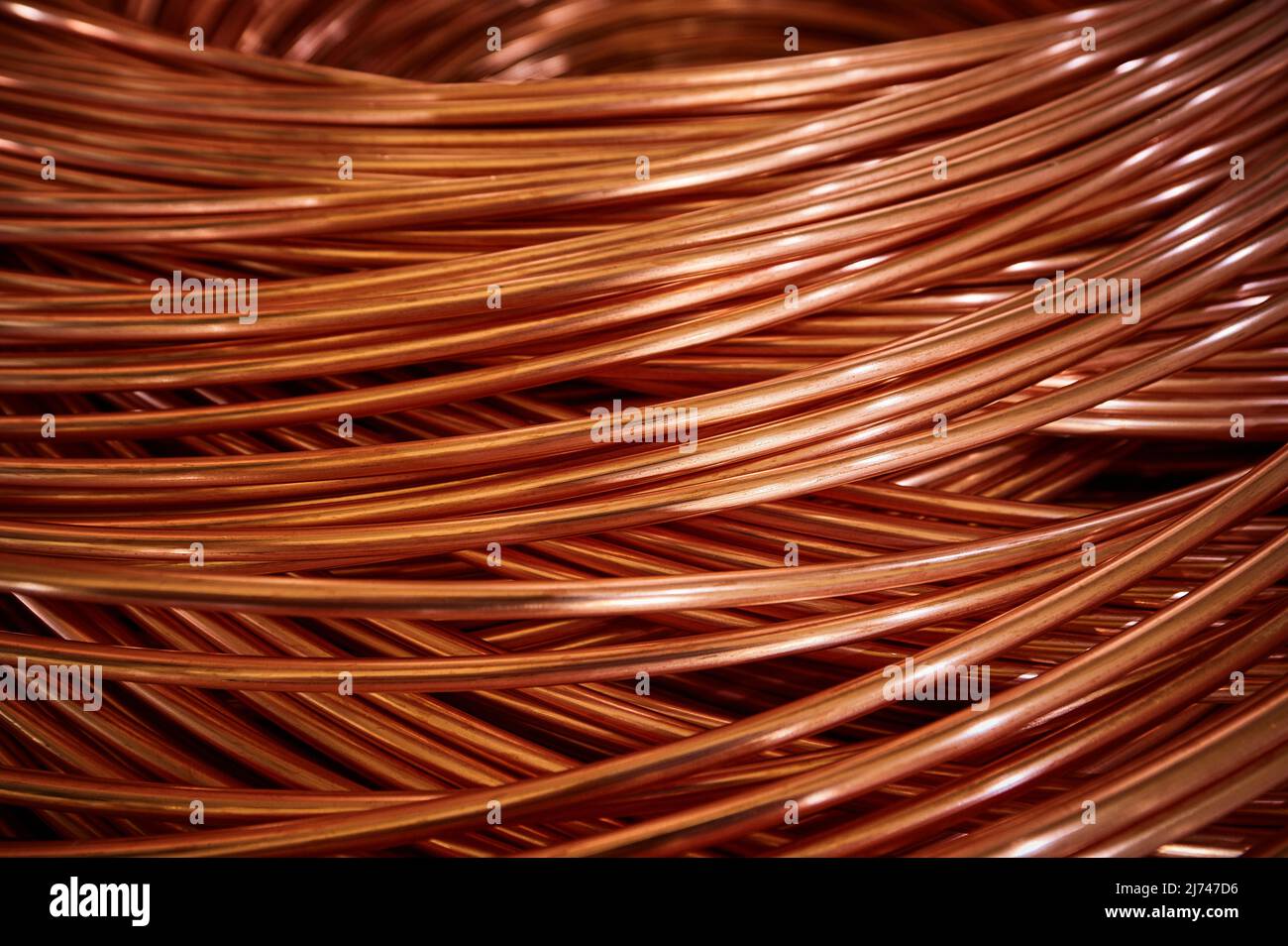 Shiny winded copper cable in warehouse of production plant Stock Photo ...