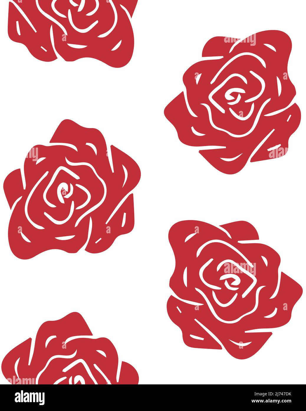 Vector seamless pattern of hand drawn doodle sketch red rose flower ...