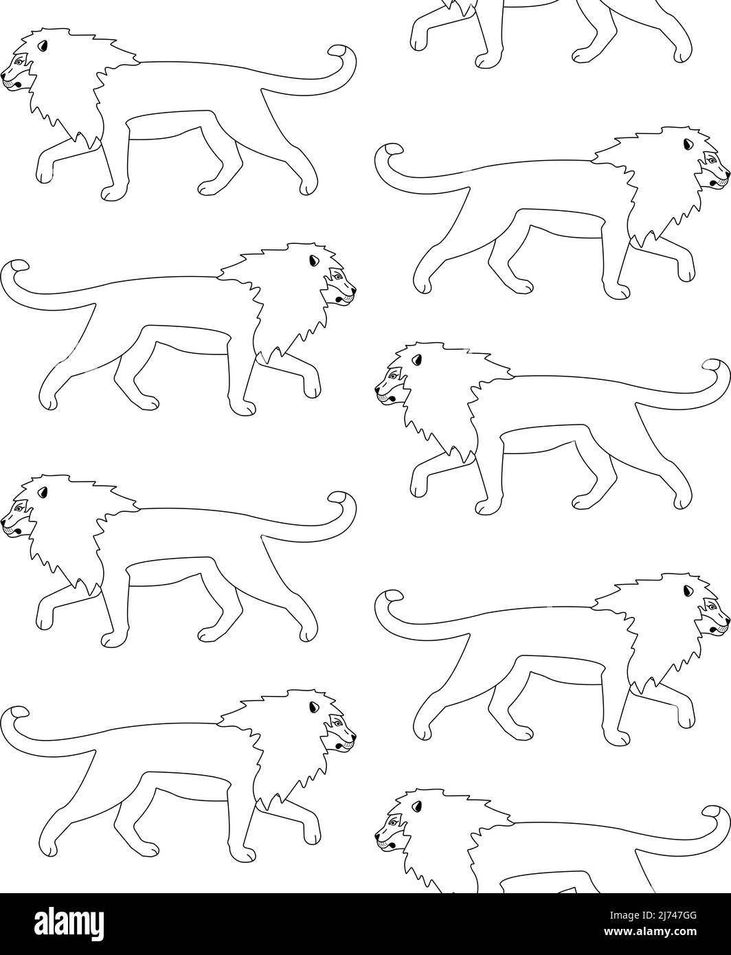 Vector seamless pattern of flat lion isolated on white background Stock ...