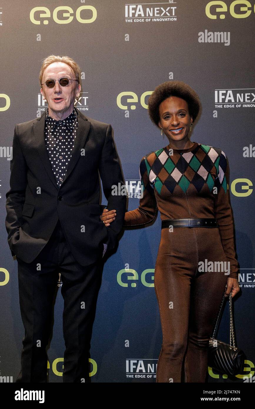 05 May 2022, Berlin: Singer Marius Müller-Westernhagen (l) and wife ...