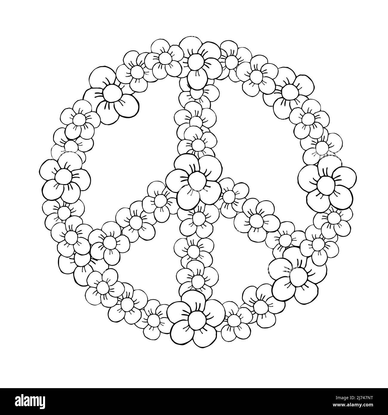 Peace Sign Flower Coloring Pages