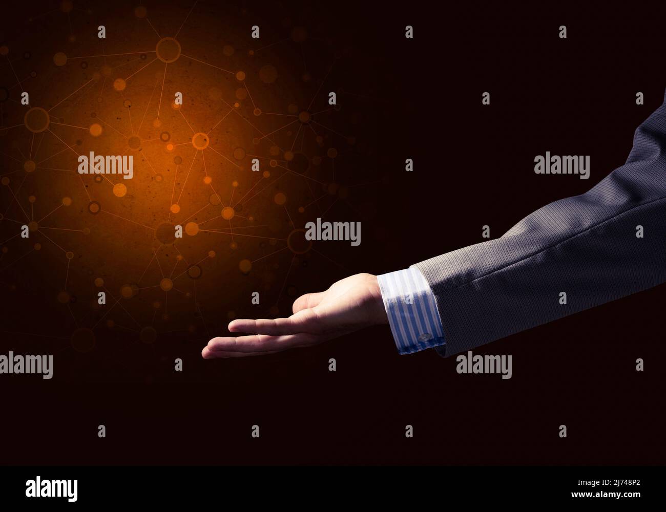 Concept digital connection on dark background Stock Photo - Alamy