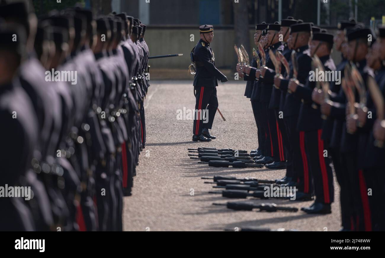 Wellington Barracks, London, UK. 5 May 2022. 10 The Queen’s Own Gurkha ...