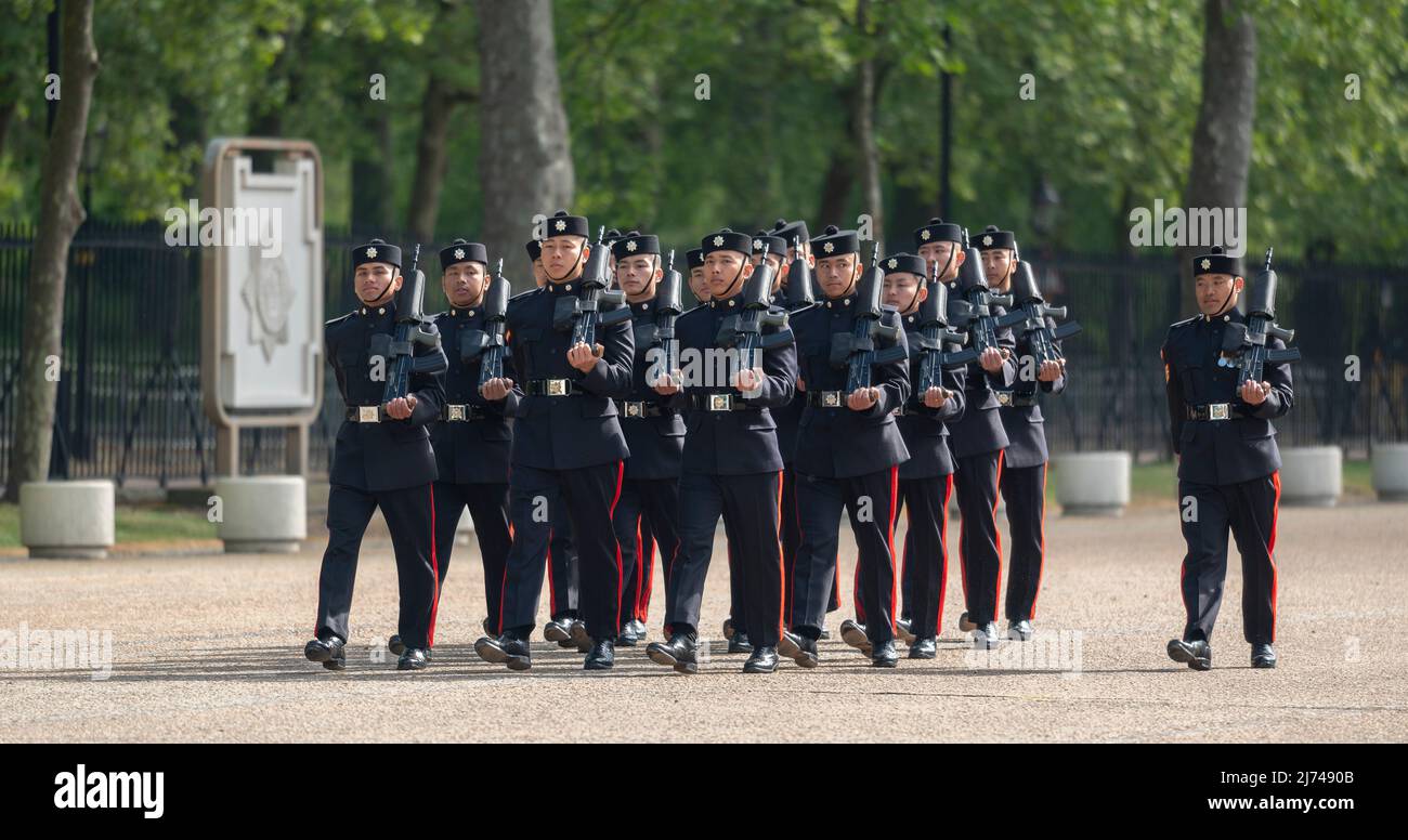 Wellington Barracks, London, UK. 5 May 2022. 10 The Queen’s Own Gurkha ...
