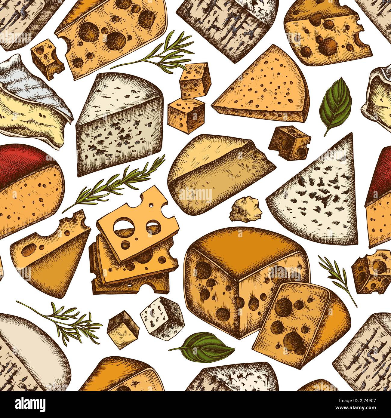 Cheese seamless pattern background design. Engraved style. Hand drawn ...