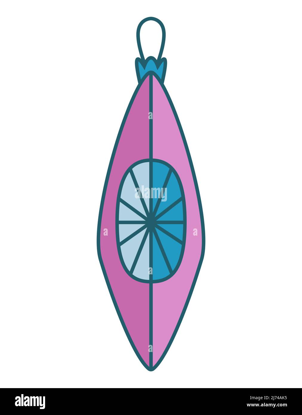 Oval christmas tree toy. Holiday decor object in lineal flat style ...