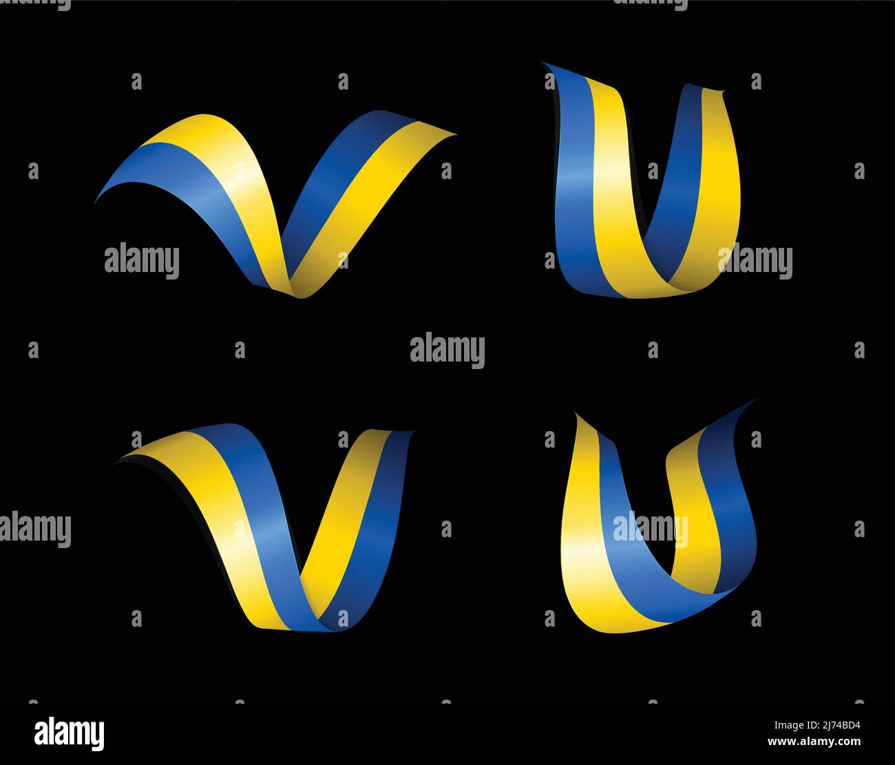 Ukraine flag ribbons black background Stock Vector Image & Art - Alamy