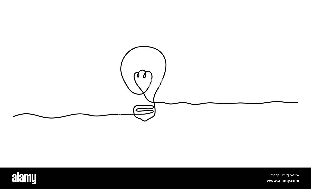 Continuous one line light bulb. Idea bulb single line. Vector ...
