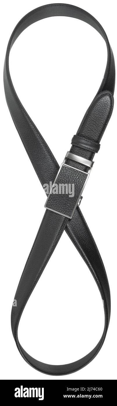 Eight-shaped leather belt for trousers isolated on white background ...