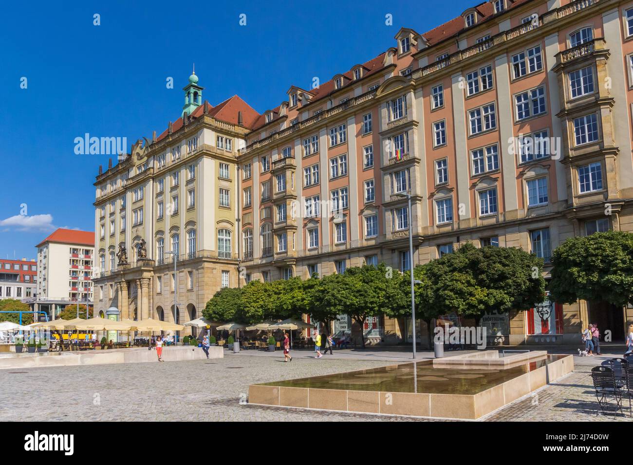 Historic buildings at the Altmarkt square in Dresden, Germany Stock ...