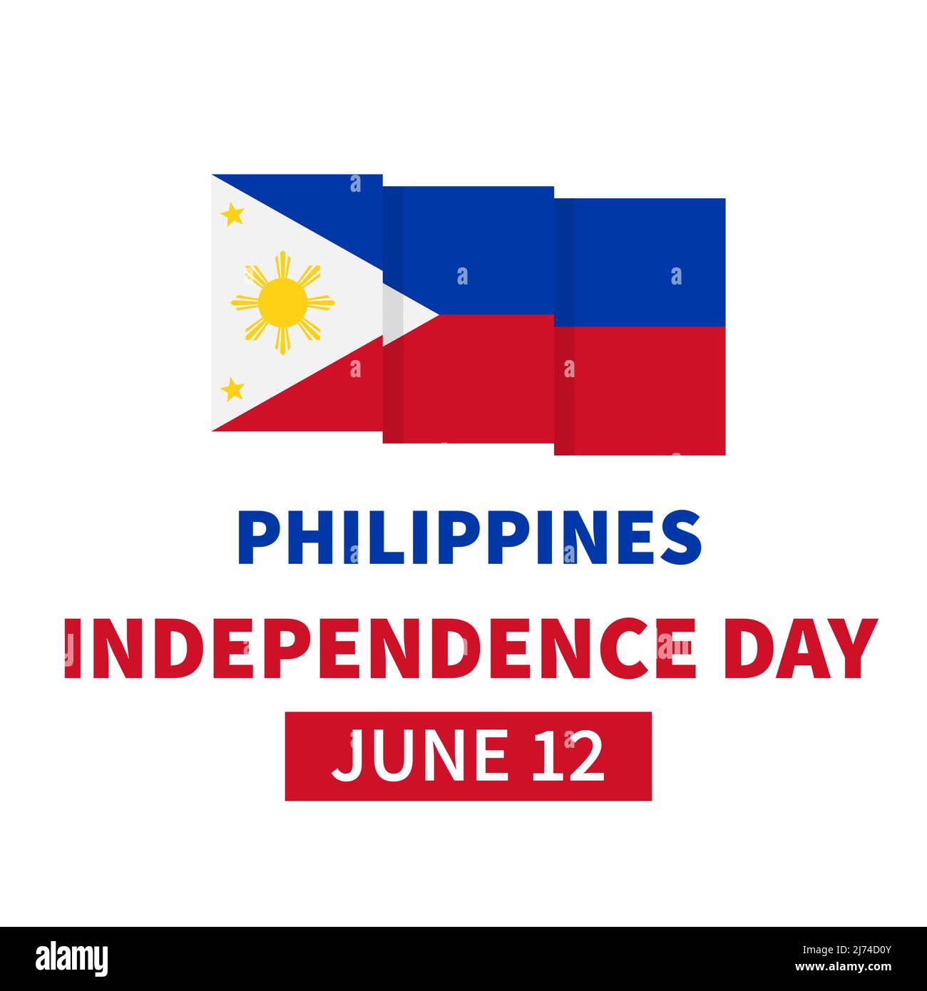 Philippines Independence Day typography poster with flag isolated on white. National holiday ...