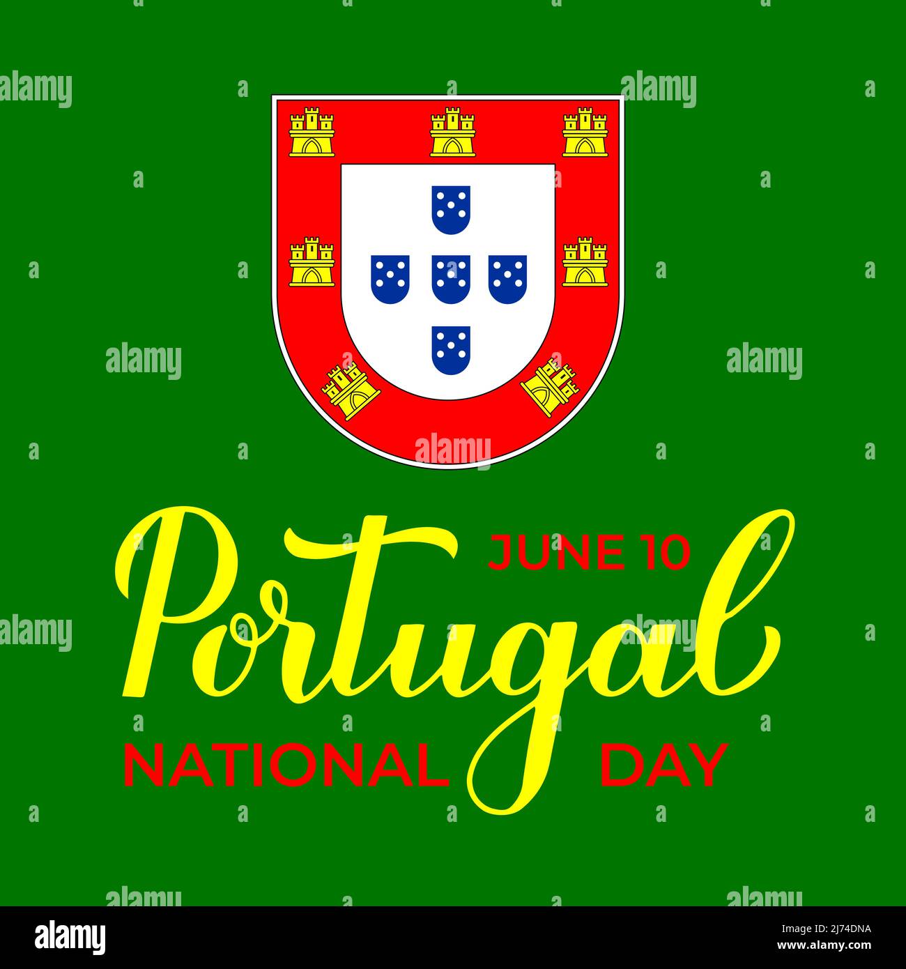 Portugal National Day typography poster. Holiday celebration on June 10 ...