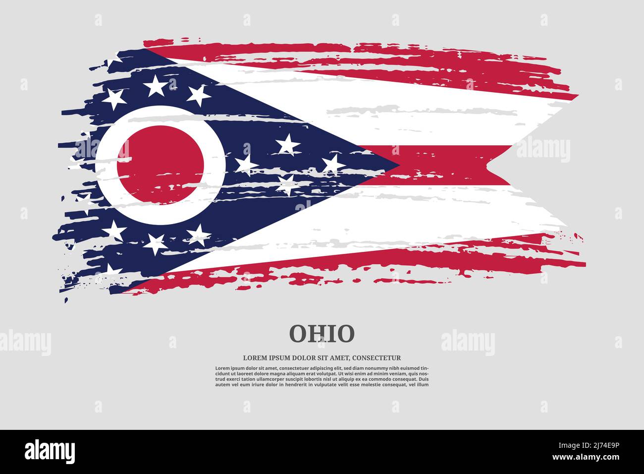 Ohio US flag with brush stroke effect and information text poster ...