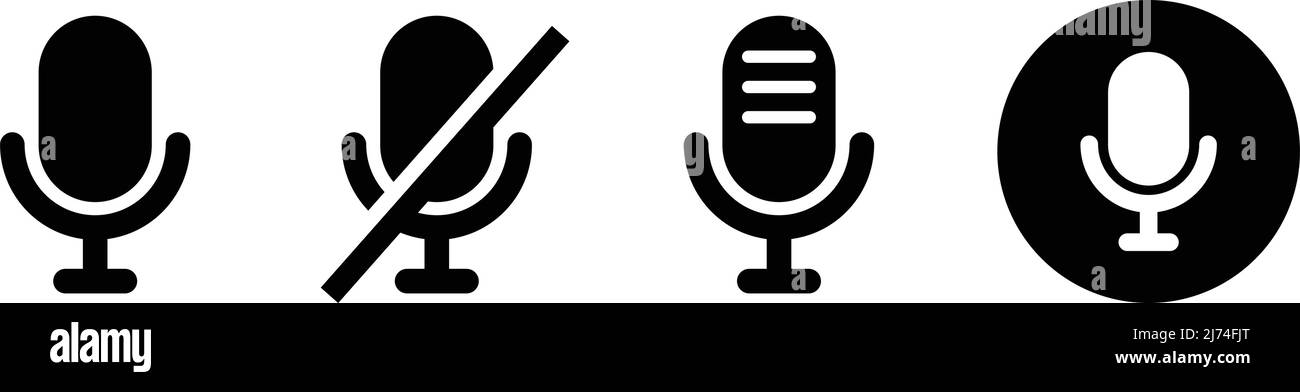 Microphone icon set. Sound icons and mute icons. Editable vectors Stock ...