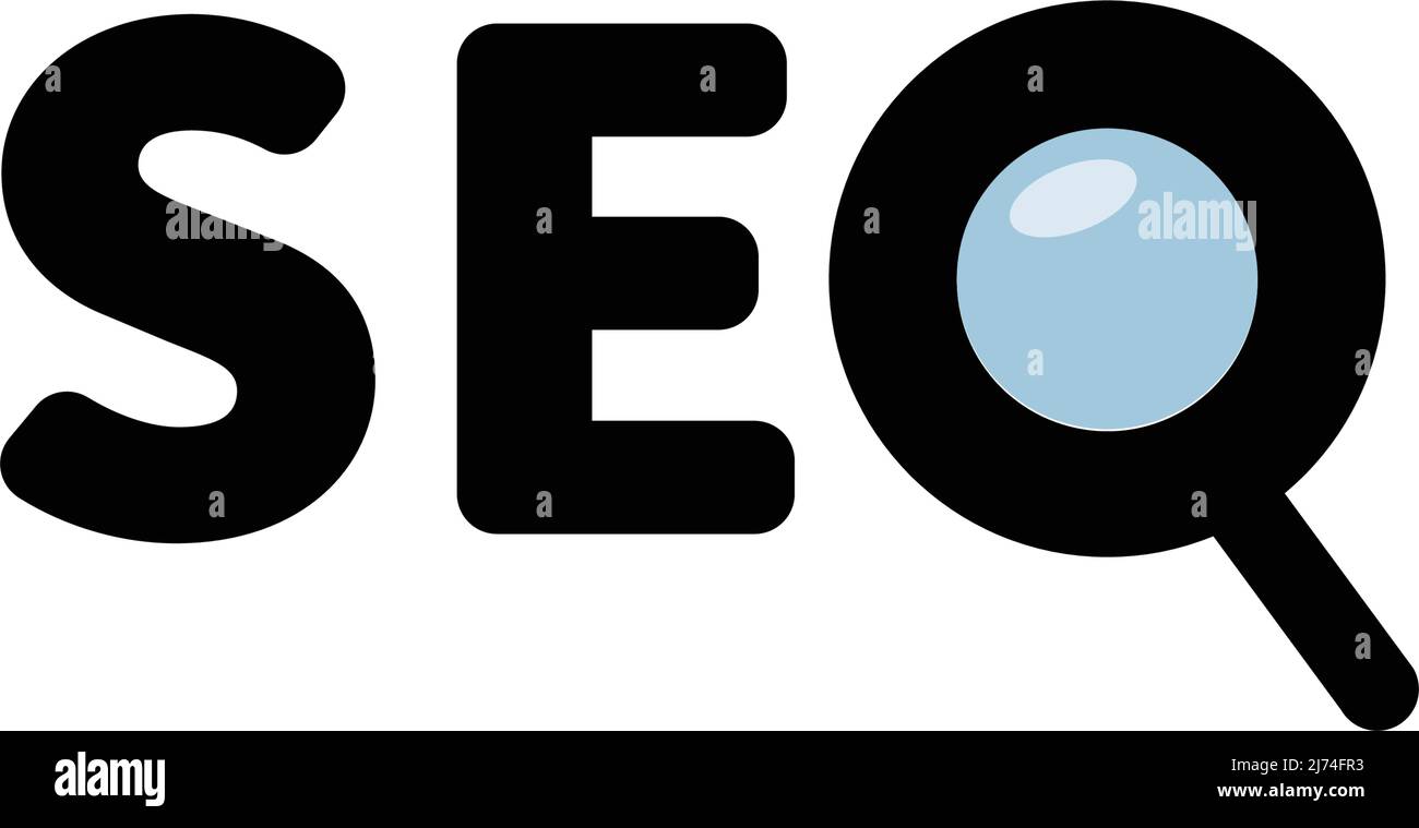 SEO logo fused with magnifying glass. Search engine optimization ...