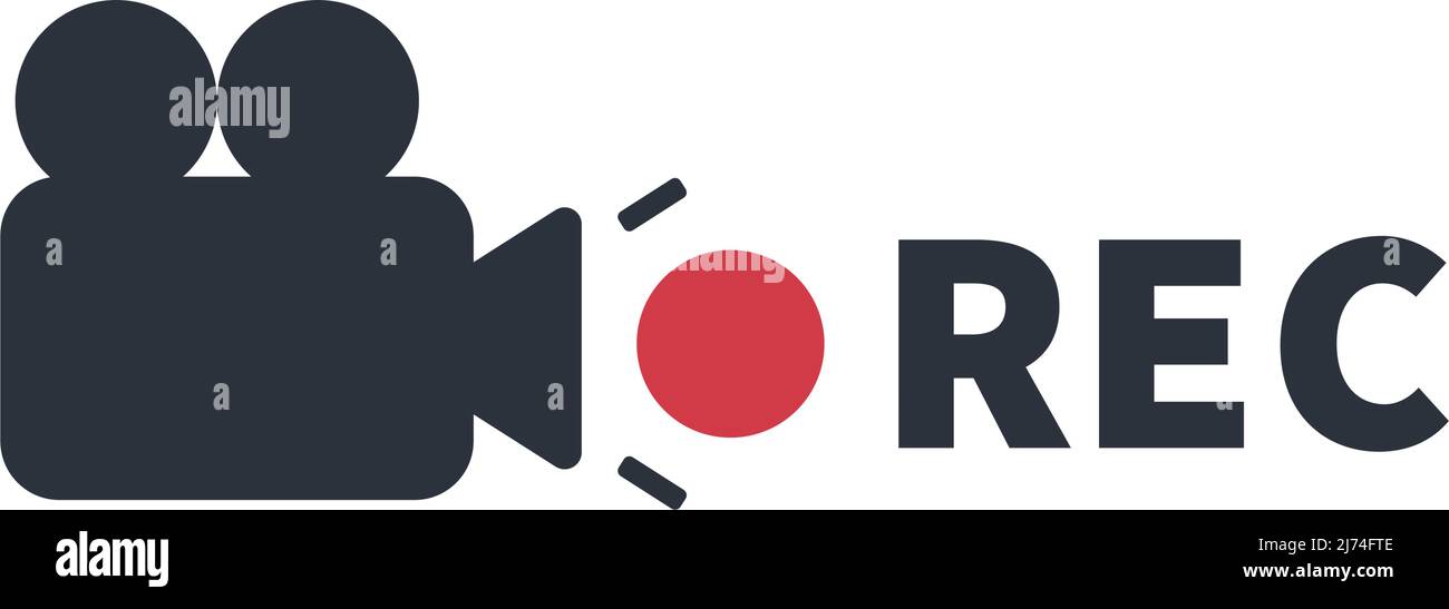 Cinema camera and REC icon. Recording camera. Editable vector Stock ...
