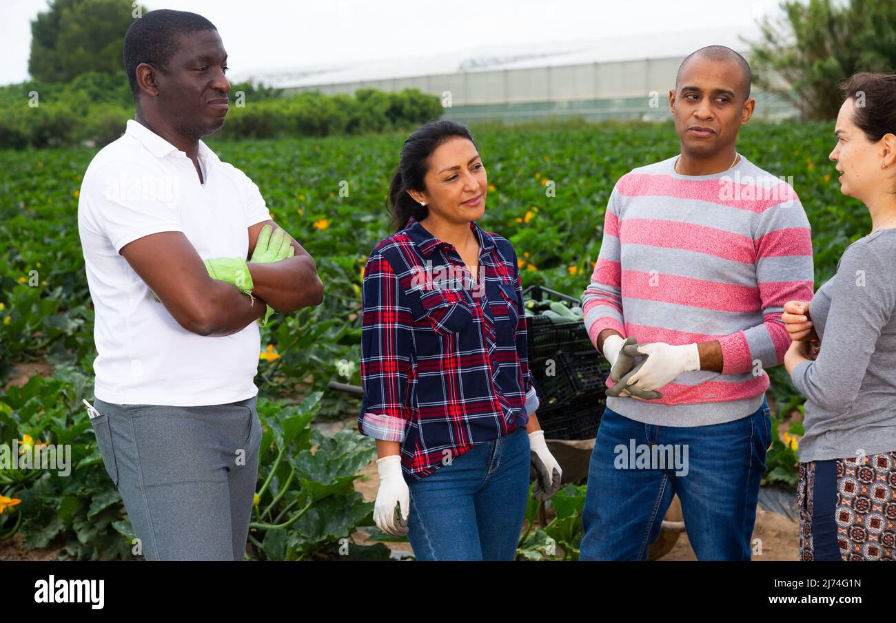 Conversation of farmers of different nationalities on field Stock Photo ...