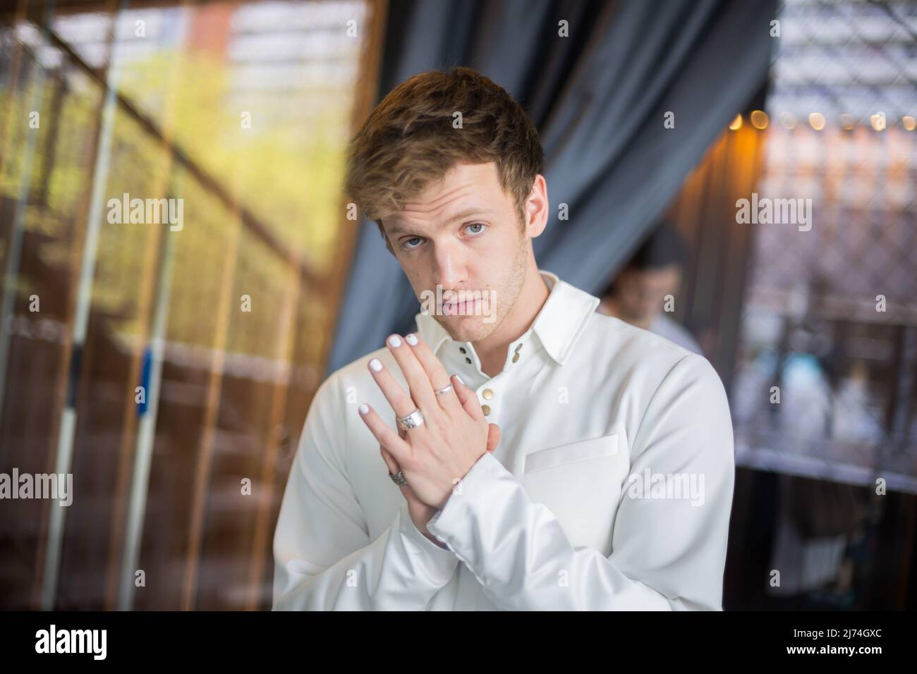 05 May 2022, Berlin: Timur Bartels, actor, participates in the Green ...