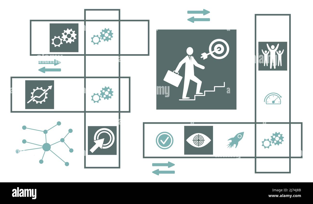 Concept of determination with connected icons Stock Photo - Alamy
