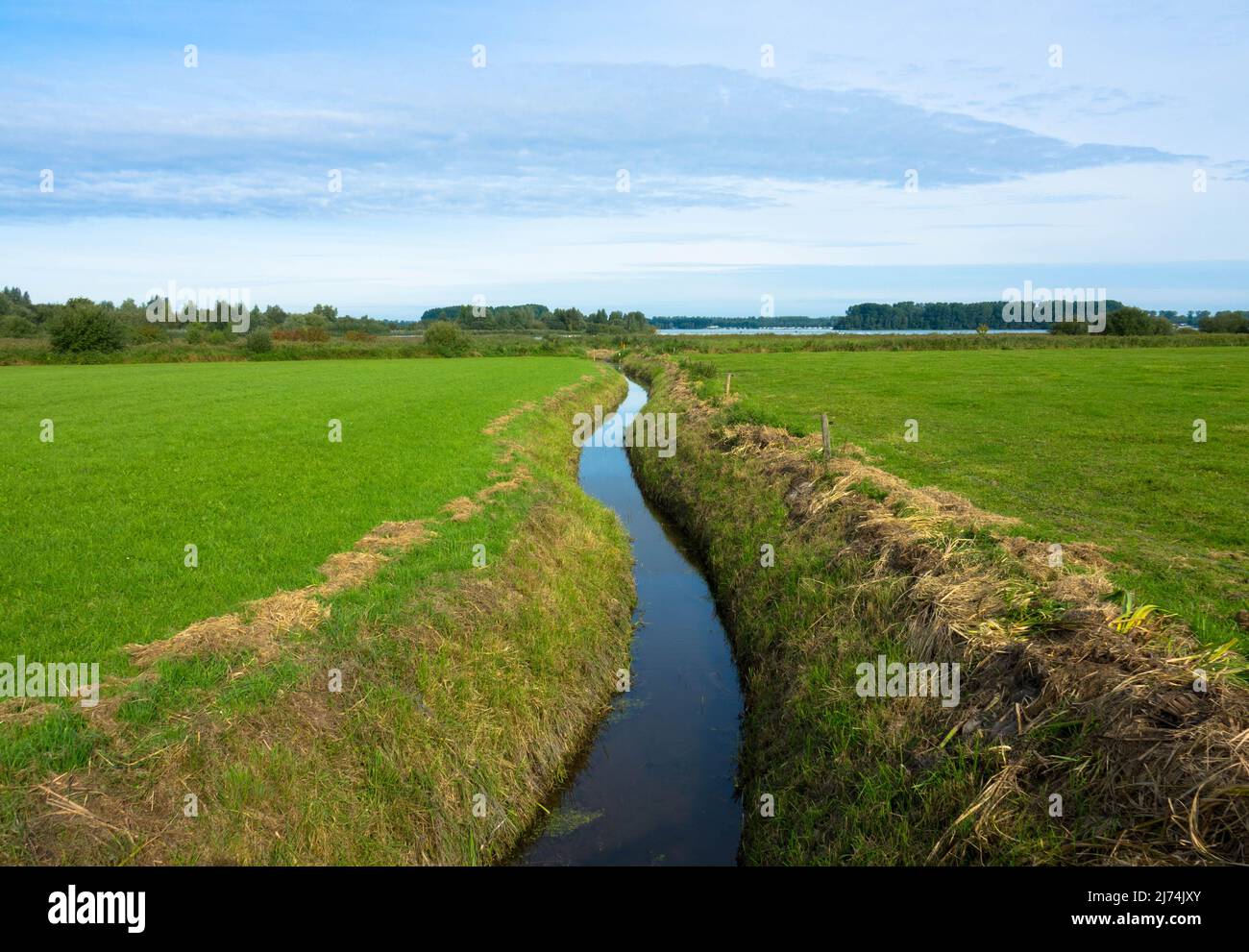 Dutch countryside landscape, Typical polder and water land, Green ...