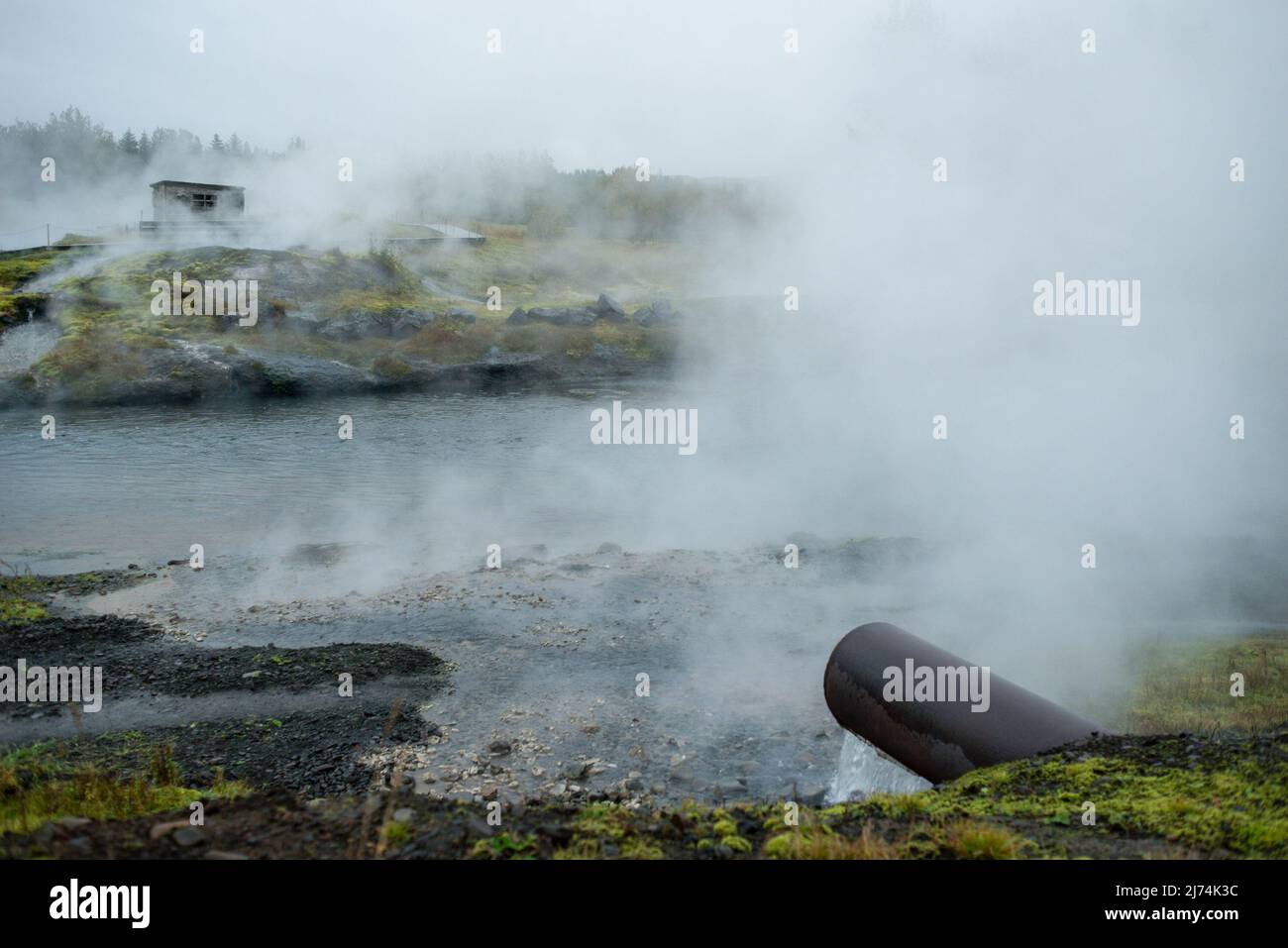 A pipeline removes the excess geothermal water. 85% of the energy ...