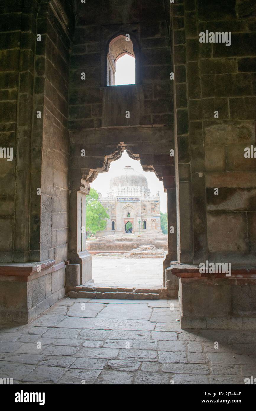 The view of antique type window from the old Indian fort Stock Photo ...