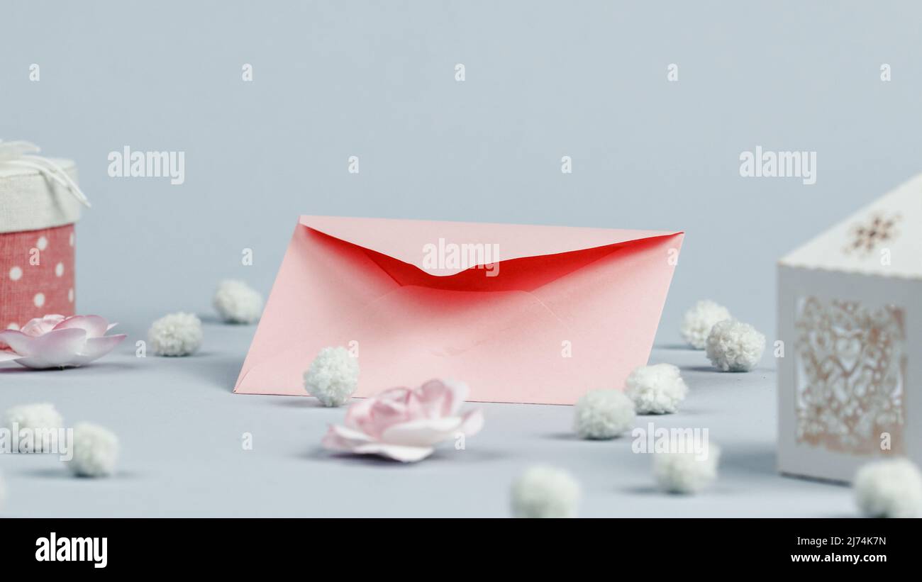 Pink invitation letter for wedding Stock Photo - Alamy