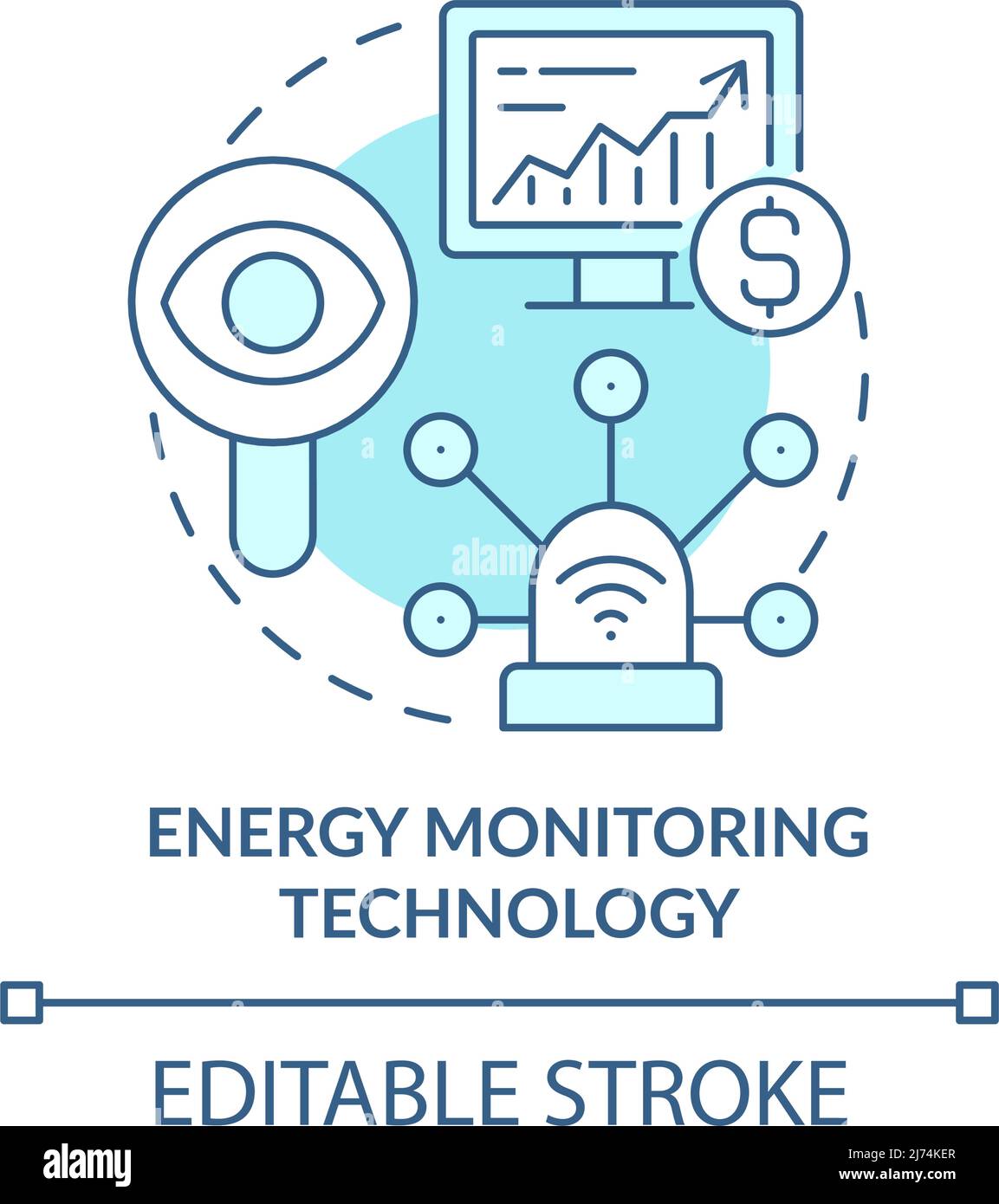 Energy monitoring technology turquoise concept icon Stock Vector Image ...