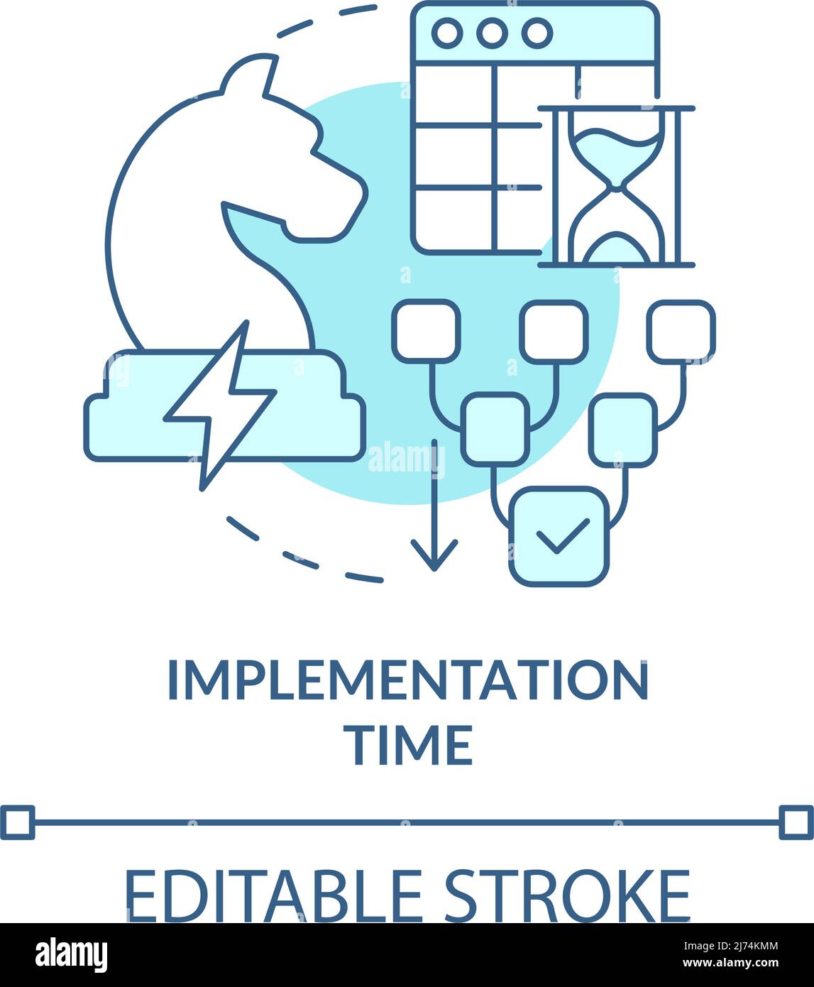Implementation time turquoise concept icon Stock Vector Image & Art - Alamy