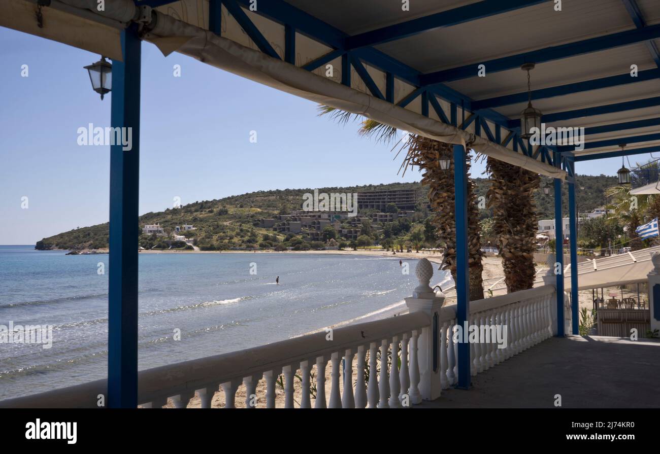 View of the beach at Agia Marina in the island of Aegina,Greece,Europe ...