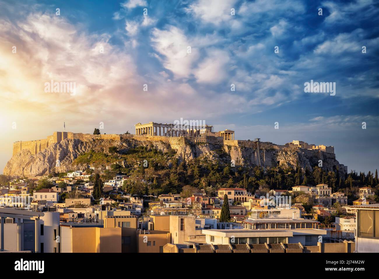 Sunrise view of the Parthenon Temple at the Acropolis of Athens Stock Photo - Alamy