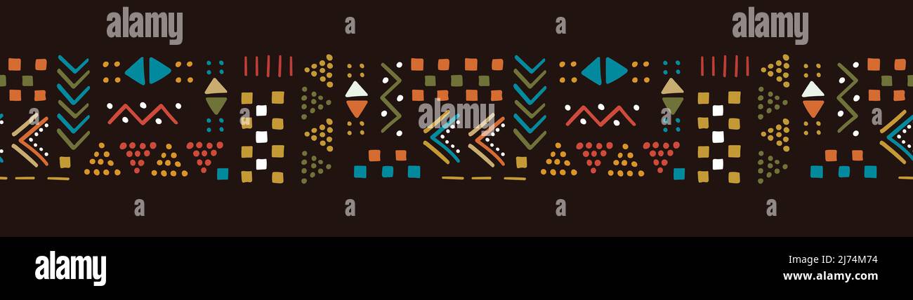 Hand drawn abstract seamless pattern, ethnic background, african style ...